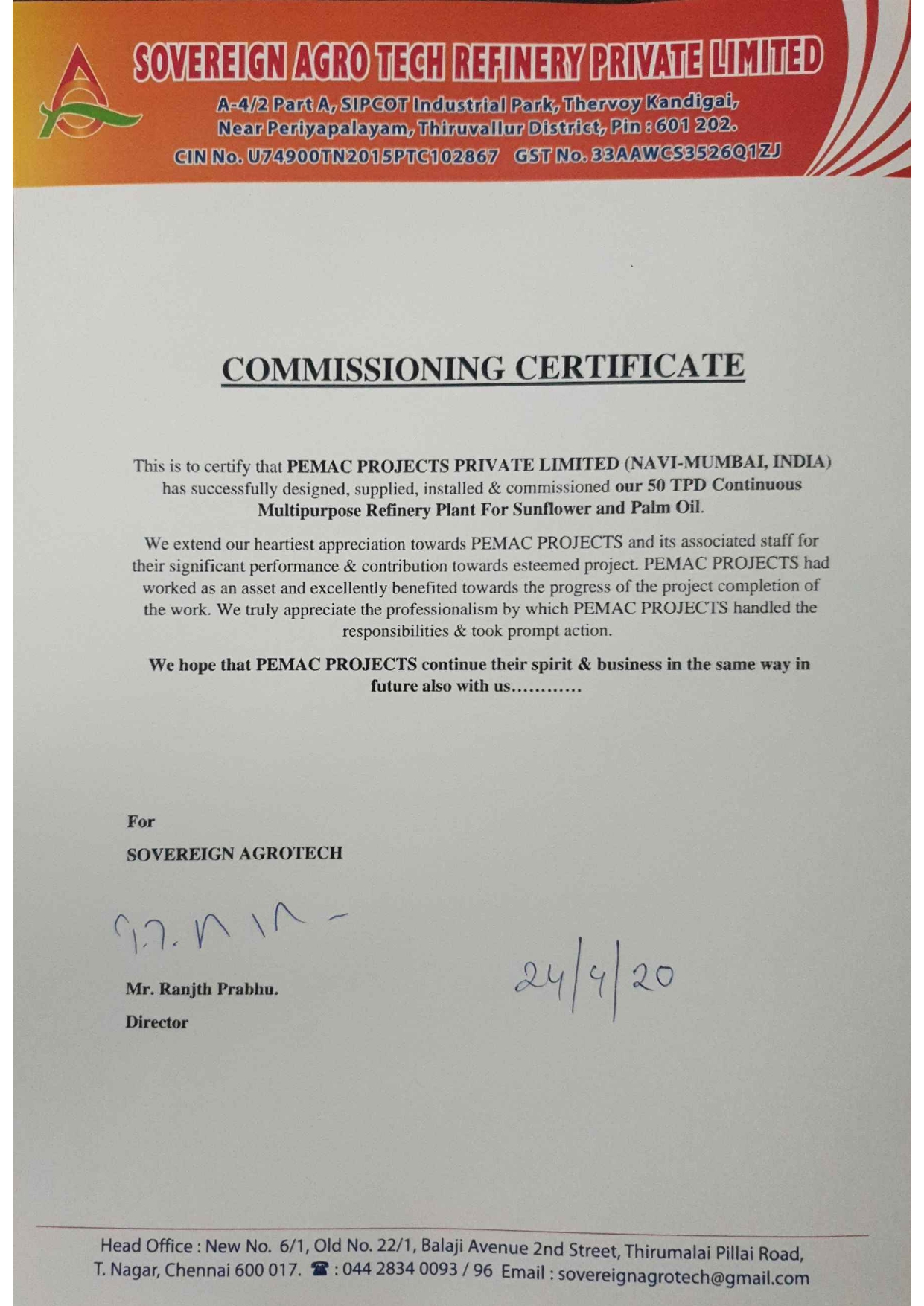 Award & Certificates | Pemac Projects Pvt Ltd